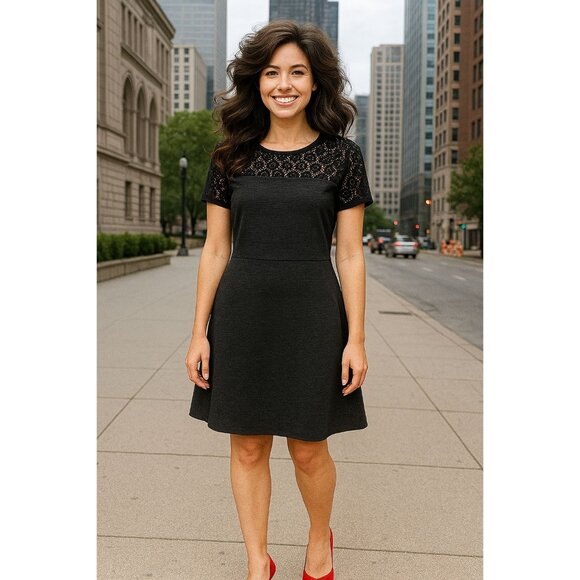41 Hawthorn | Dresses | 4 Hawthorn Large Charcoal Short Sleeve Dress ...